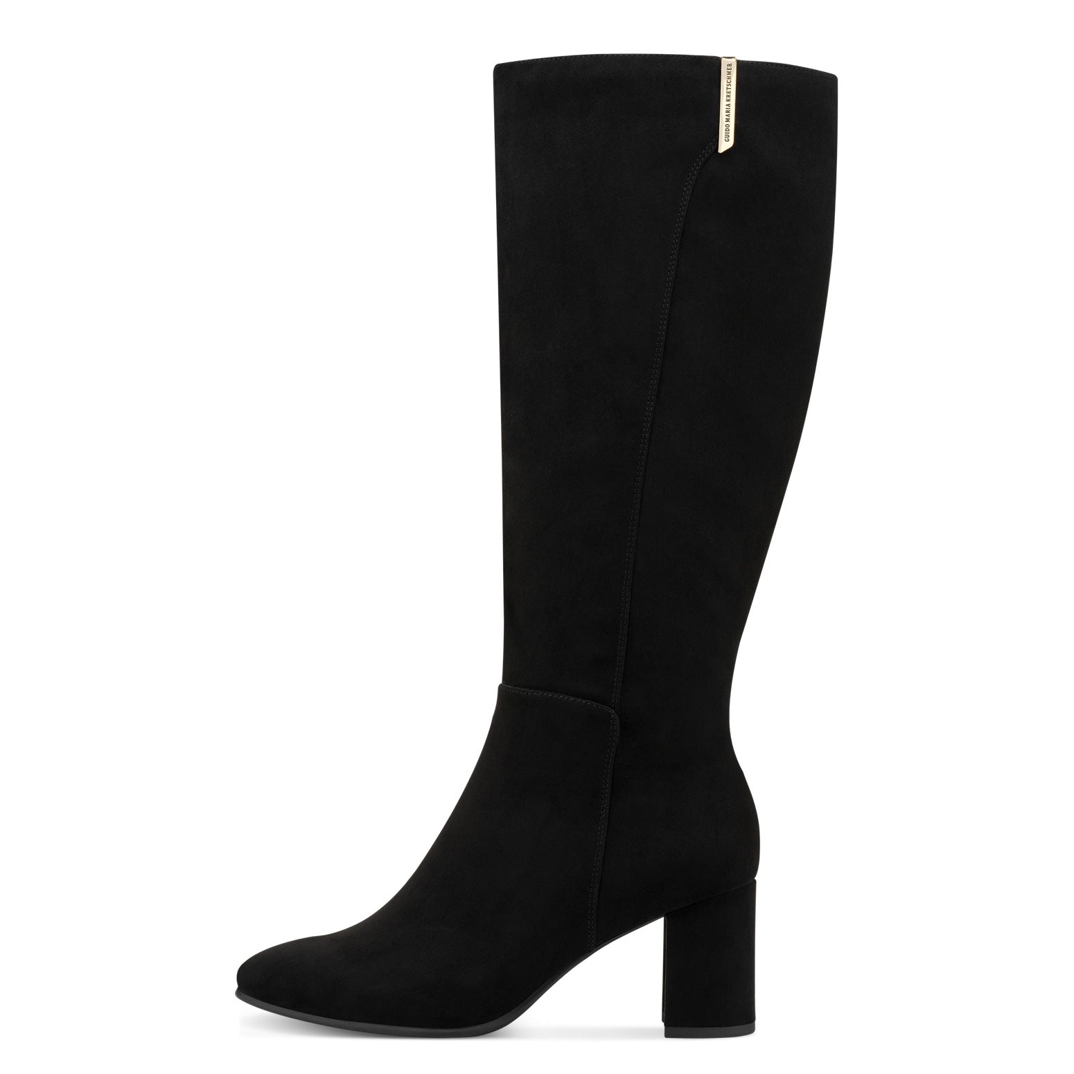 Marco Tozzi Black Suede High Block Heel Full-Length Boots - Model 8550 ...