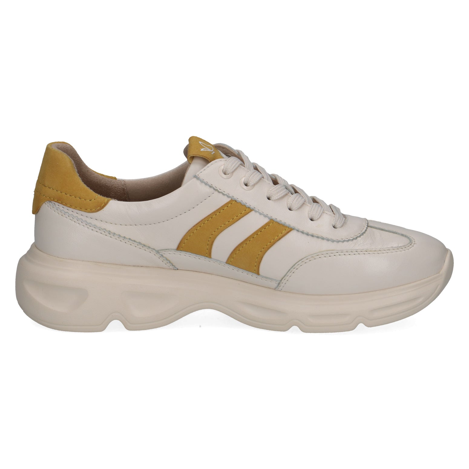 CAPRICE - 23714-658 CHUNKY LACED FASHION TRAINER - CREAM/MUSTARD ...