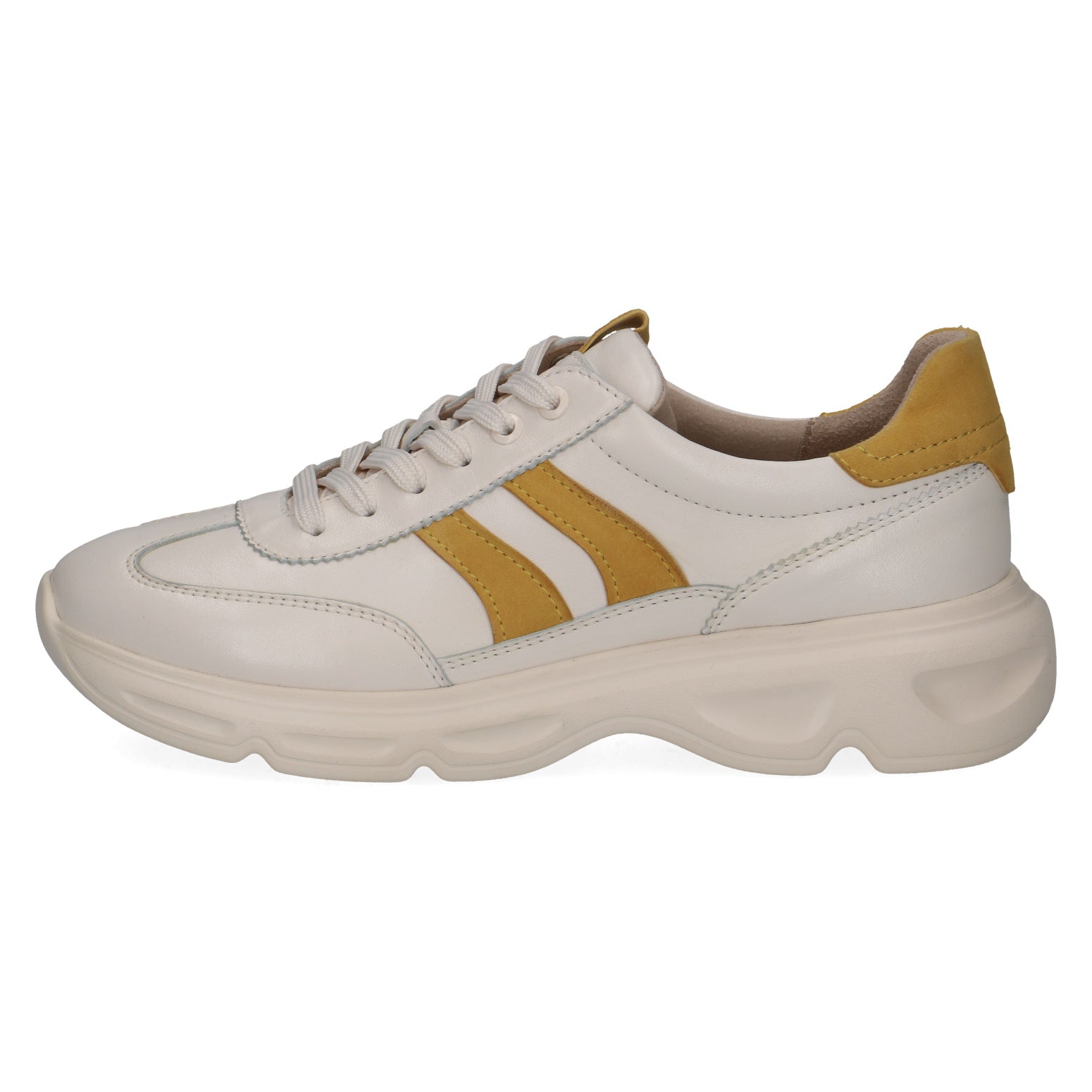 CAPRICE - 23714-658 CHUNKY LACED FASHION TRAINER - CREAM/MUSTARD ...