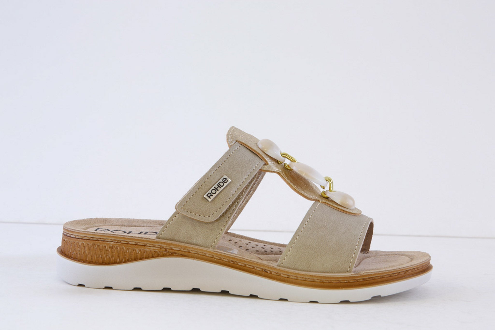 ROHDE - 1305 14 LOW WEDGE (VELCRO STRAP) MULE - NATURAL – Victor Dwyer ...