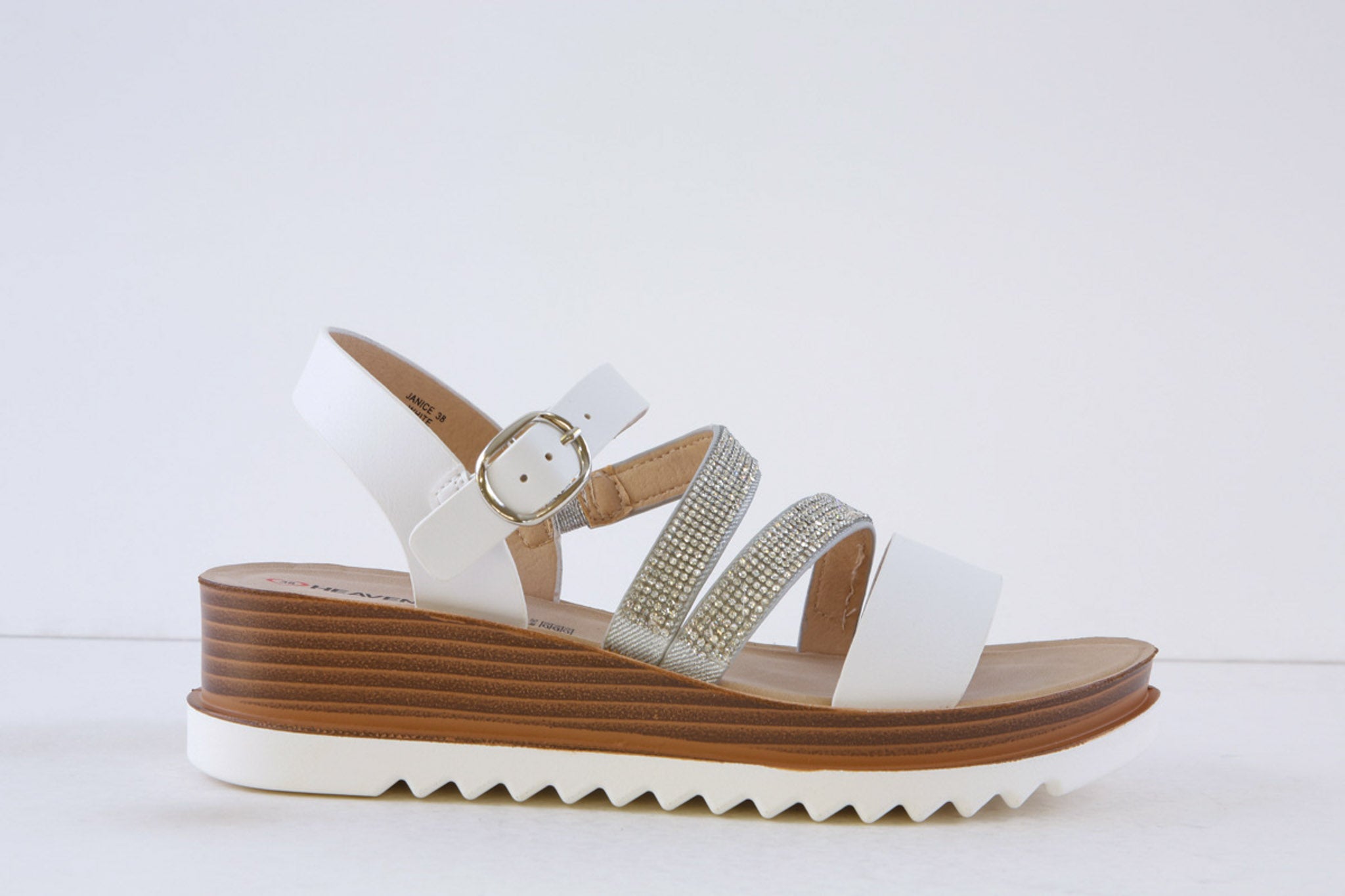 HEAVENLY FEET - JANICE LOW WEDGE SANDAL - WHITE – Victor Dwyer Ladies ...