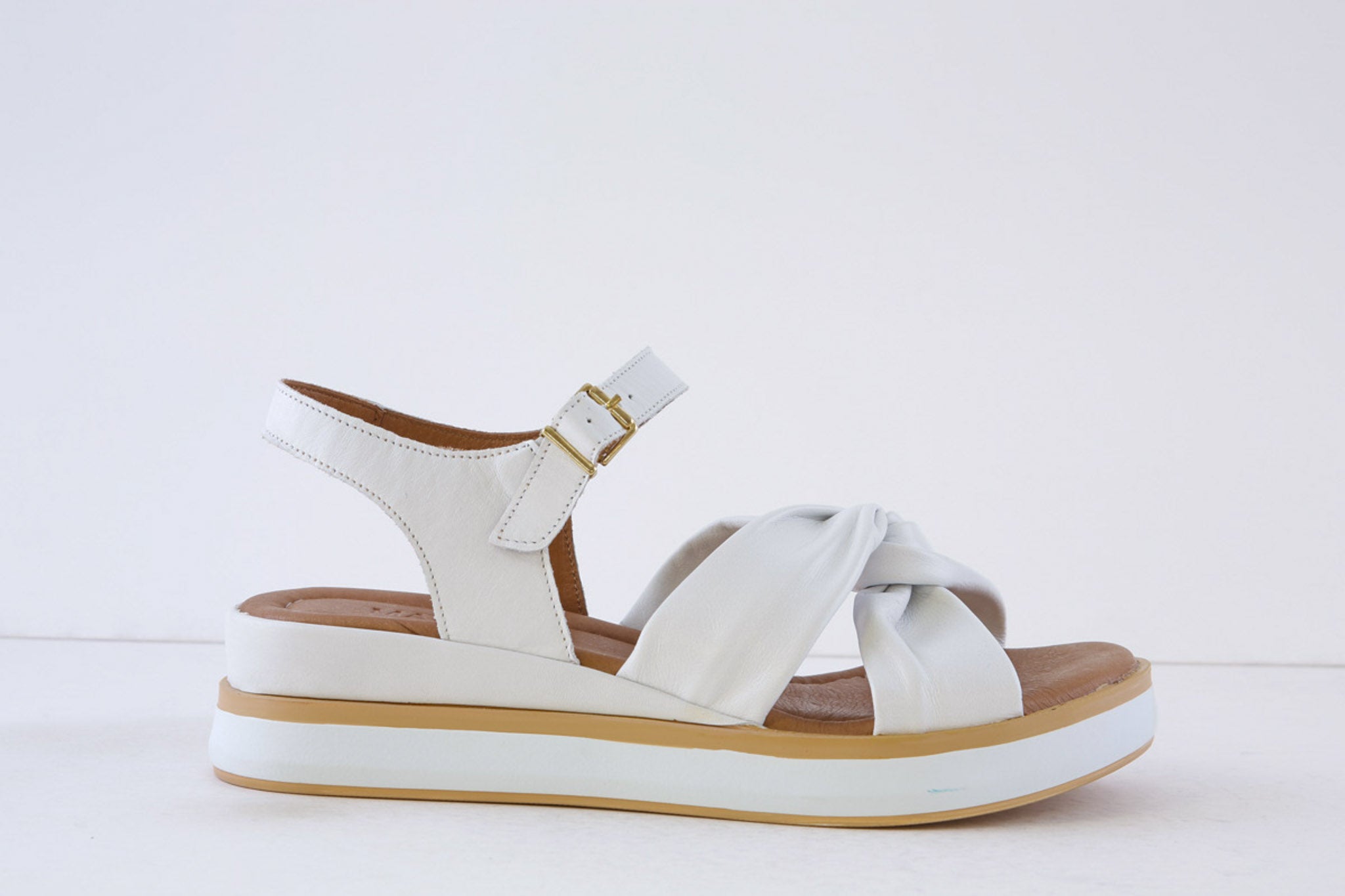 MARCHA - LV-100 KNOT LOW WEDGE SANDAL - WHITE LEATHER – Victor Dwyer ...