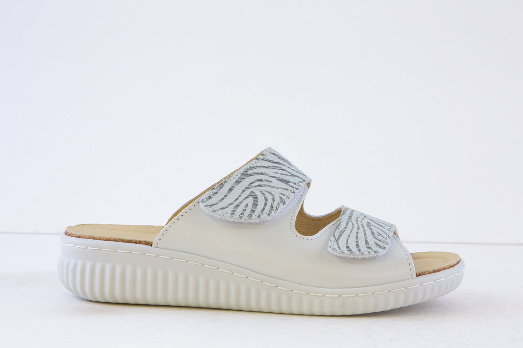 BELVIDA - 47.202 LOW WEDGE VELCRO MULE - SILVER/GREY – Victor Dwyer ...