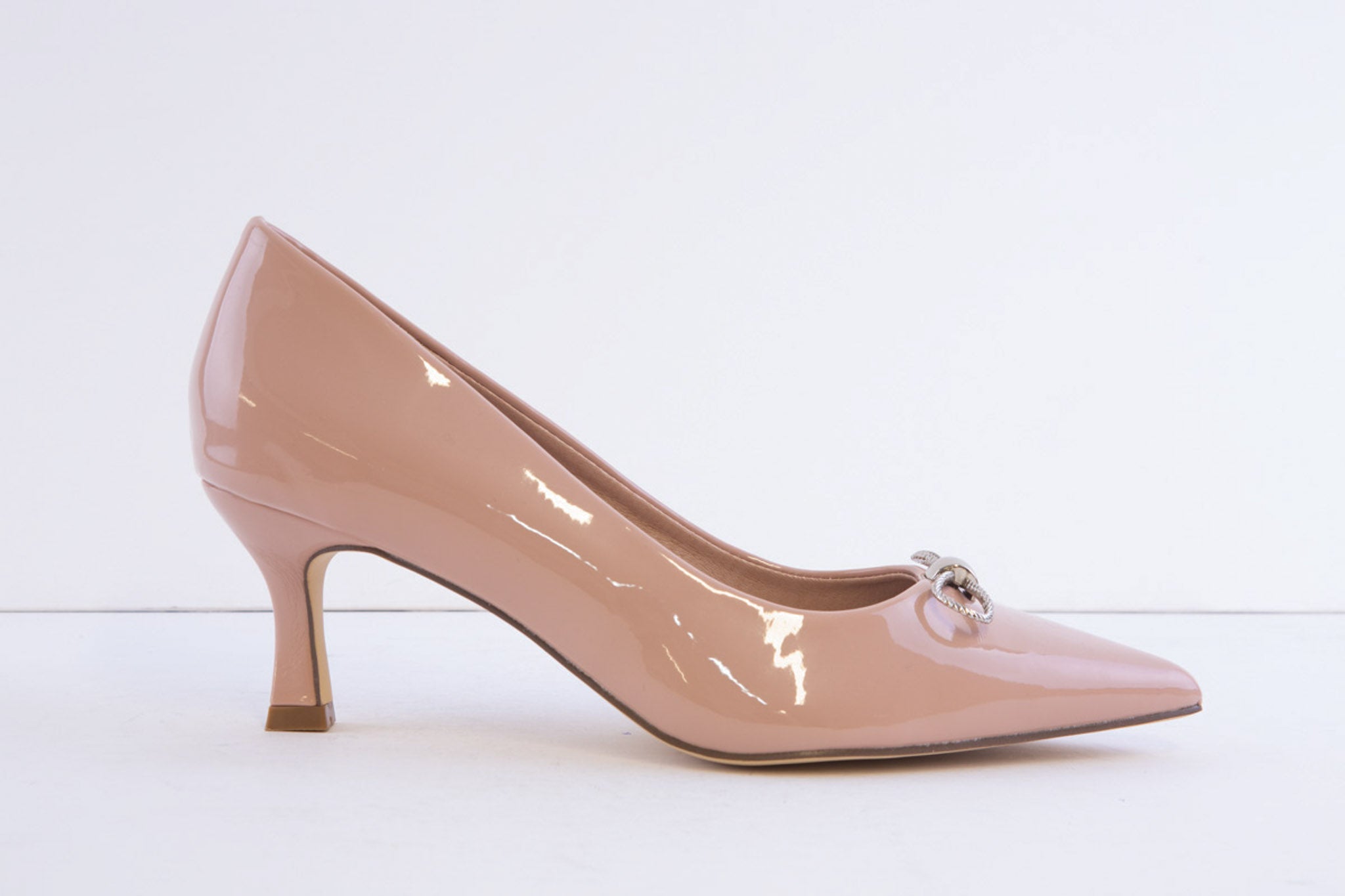 Cocco Ritz Medium Heel Court Shoe - Nude Patent – Victor Dwyer Ladies ...