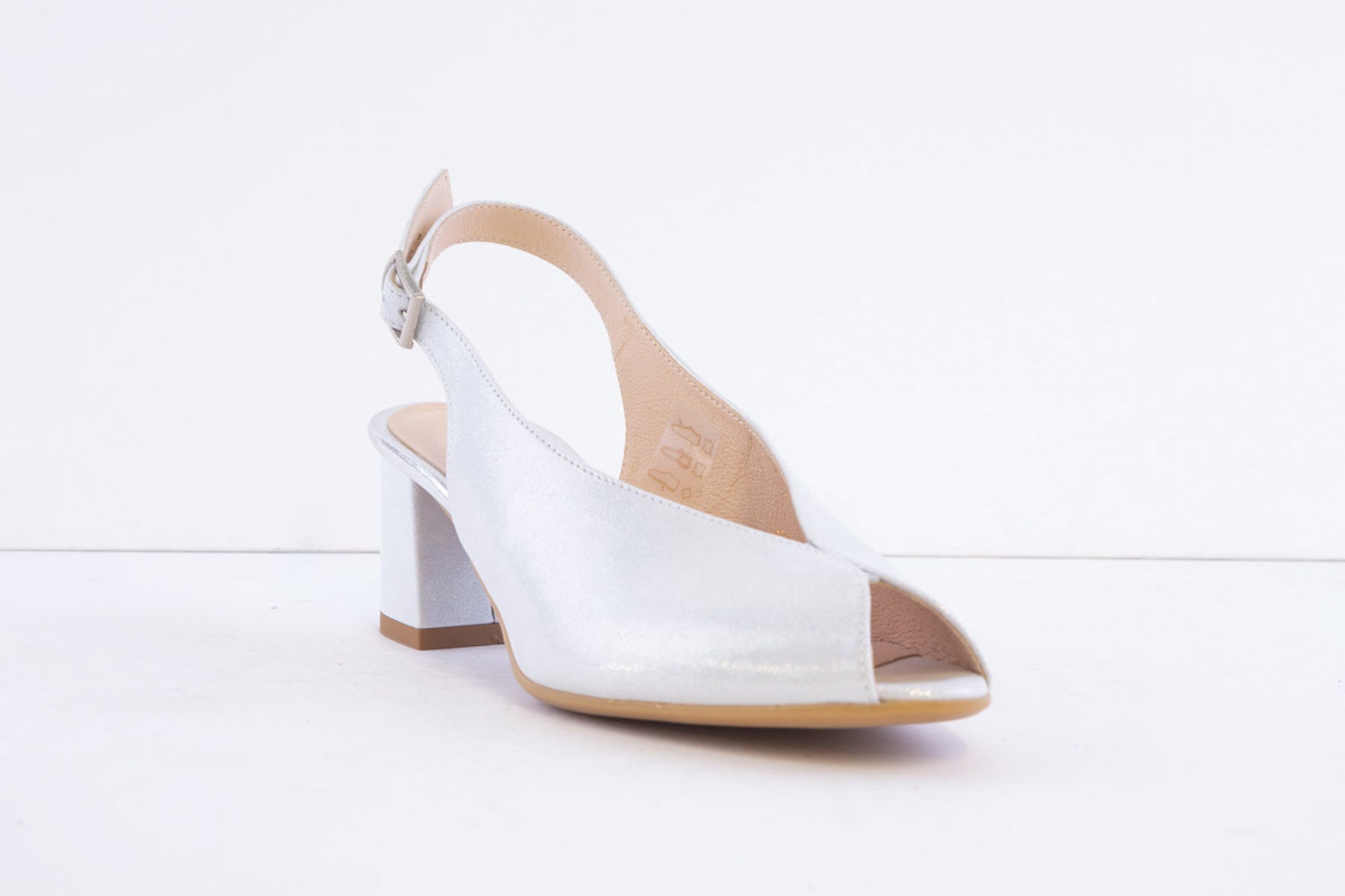 EMIS - 7372/032 SLING-BACK BLOCK HEEL SANDAL - SILVER SHIMMER – Victor ...