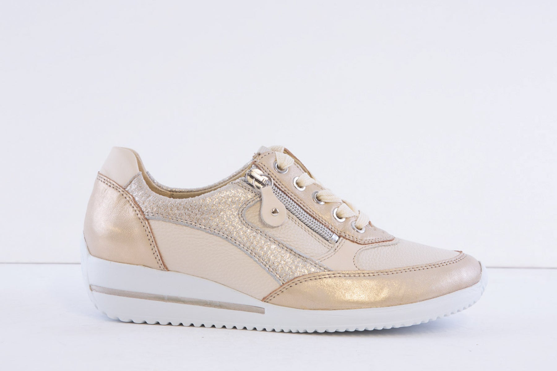 Waldlaufer - 980008 422 HIMONA-LACED SHOE WITH SIDE ZIP - CREAM MULTI ...