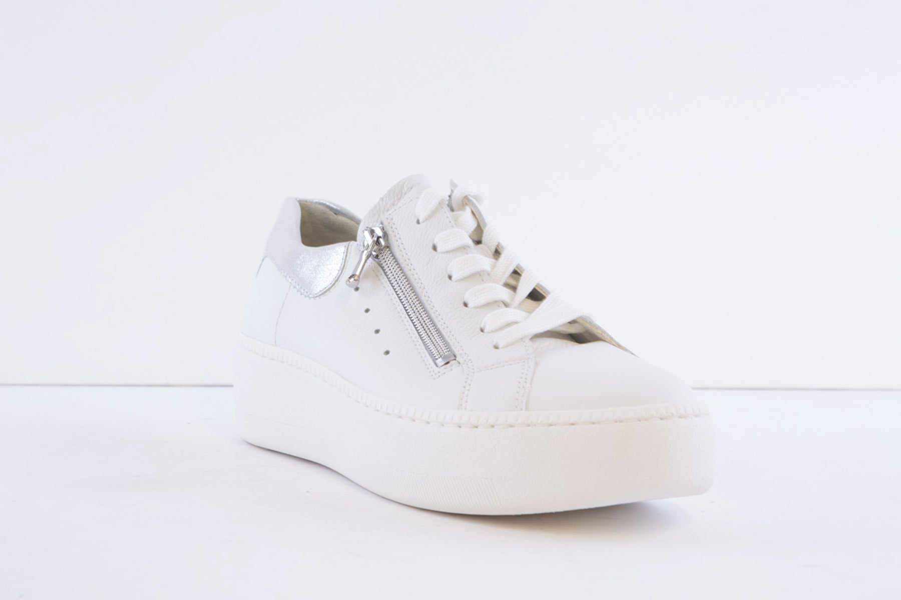 WALDLAUFER - 733001 215 H-NICKY LACED/ZIP SHOE - WHITE/SILVER – Victor ...