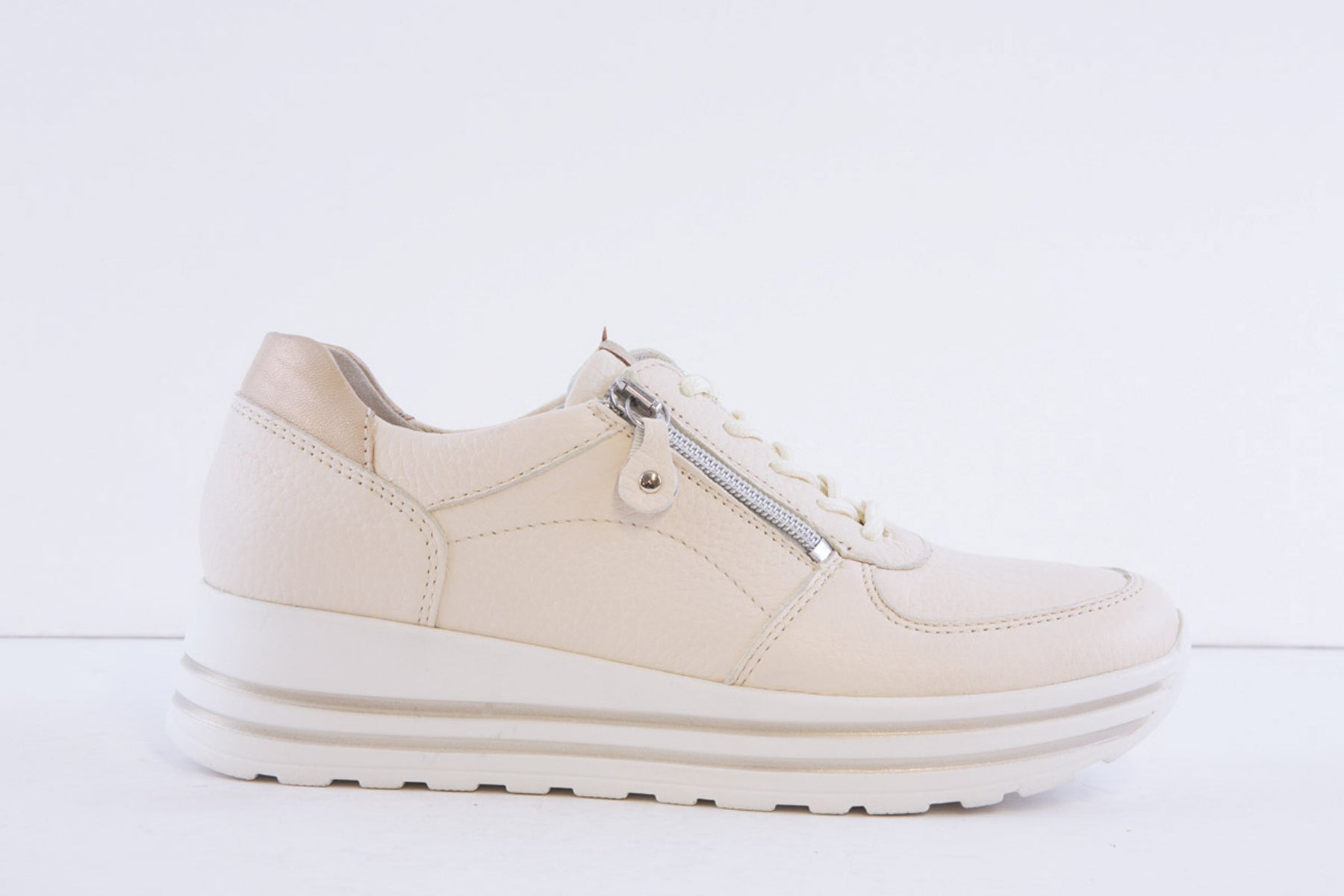 WALDLAUFER - 758009 207 LANA-ZIP/LACE WEDGE COMFORT SHOE - CREAM ...