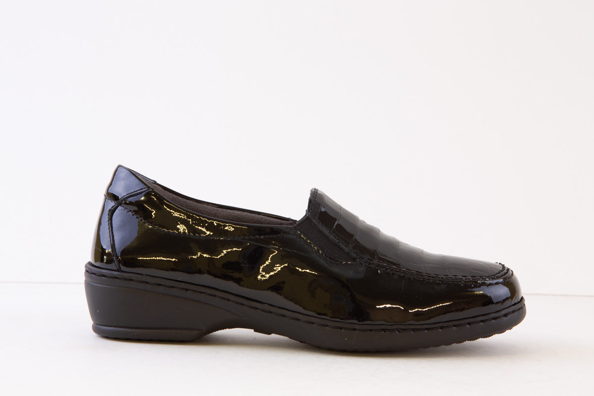 NOTTON - 1461 SLIP-ON SHOE - BLACK PATENT CROC – Victor Dwyer Ladies ...