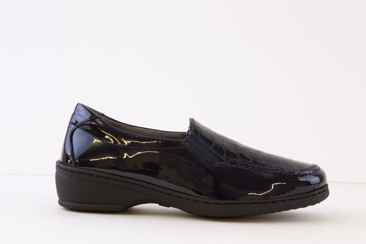 NOTTON - 1461 SLIP-ON SHOE - NAVY PATENT CROC – Victor Dwyer Ladies ...