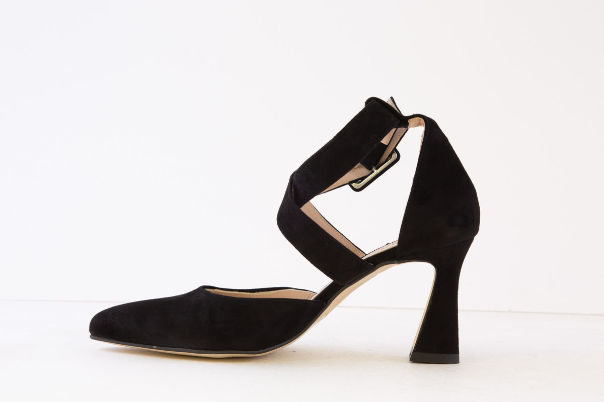Marian High Heel Ankle Crossover Strap Shoes - Black Suede - Style 570 ...