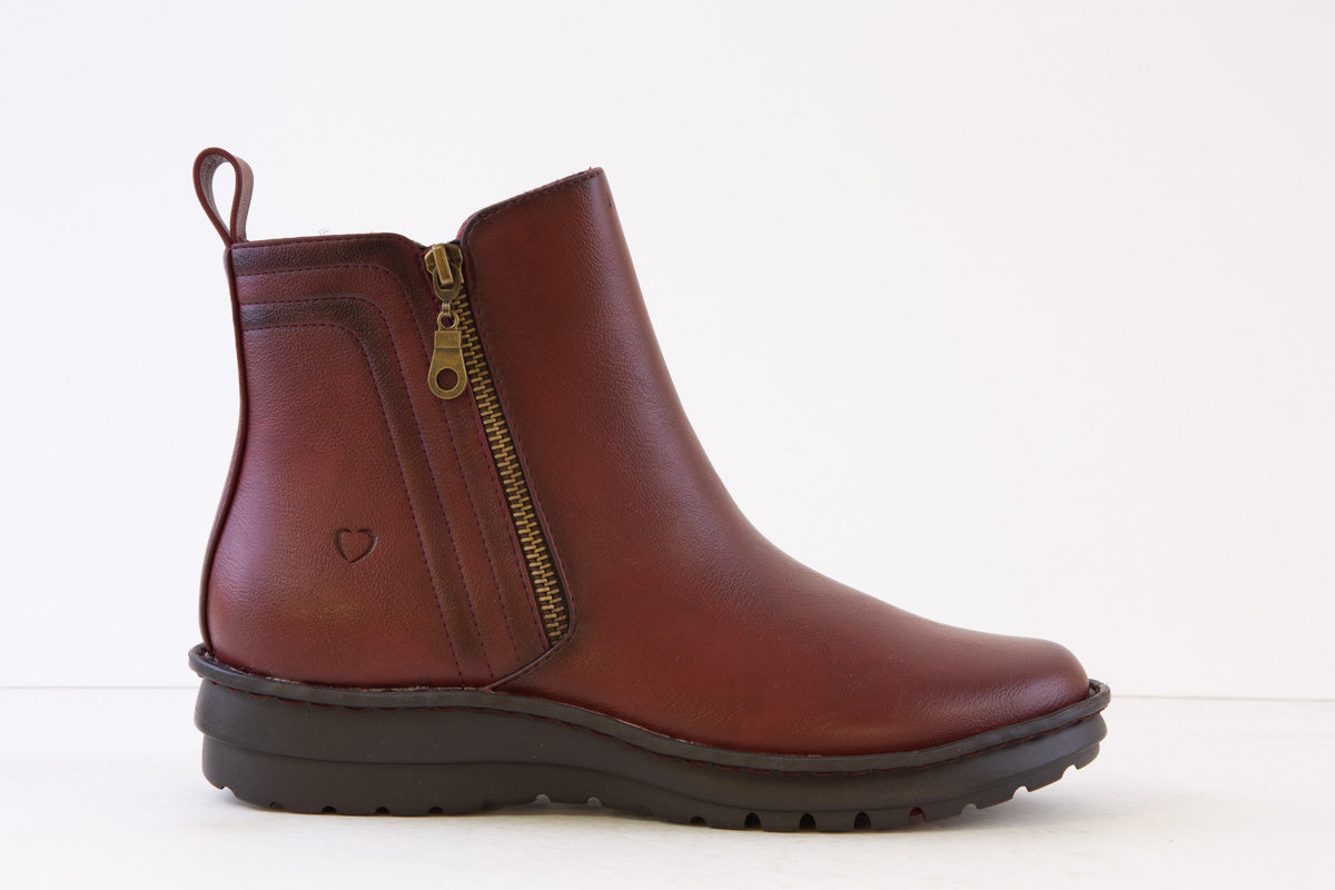 HEAVENLY FEET - PATTI LOW WEDGE ZIP ANKLE BOOT - RUBY – Victor Dwyer ...
