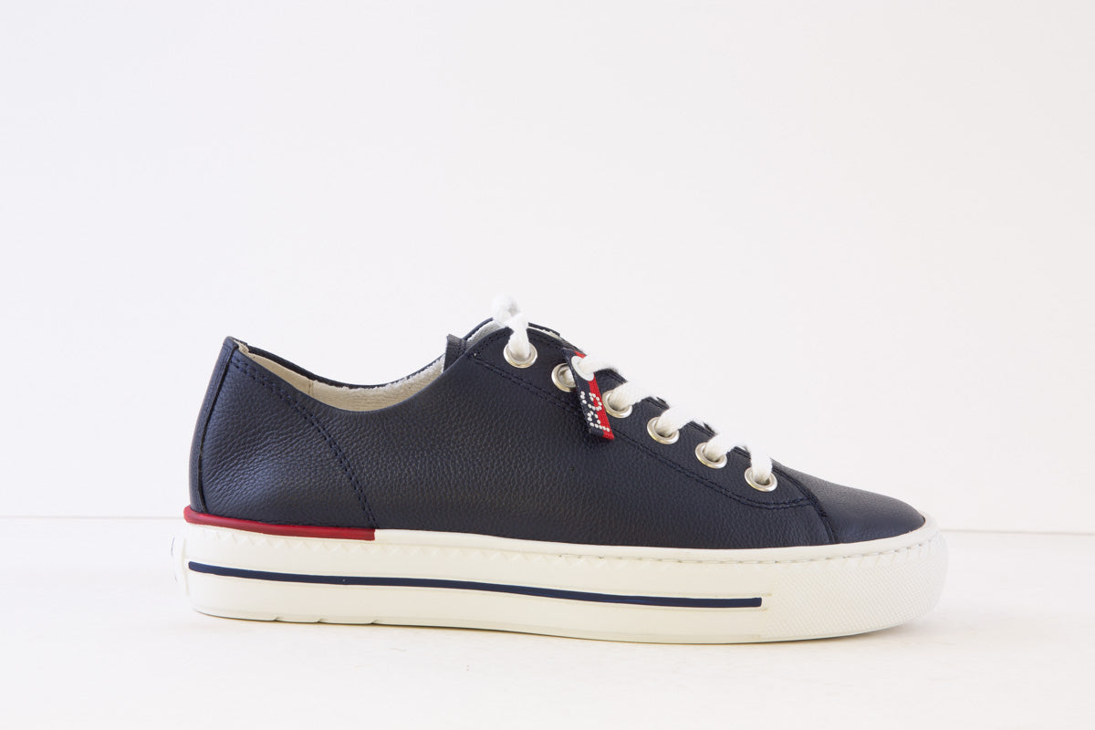 Paul Green 4760-03X Flat Laced Shoe - Navy Leather, Comfortable, and S ...