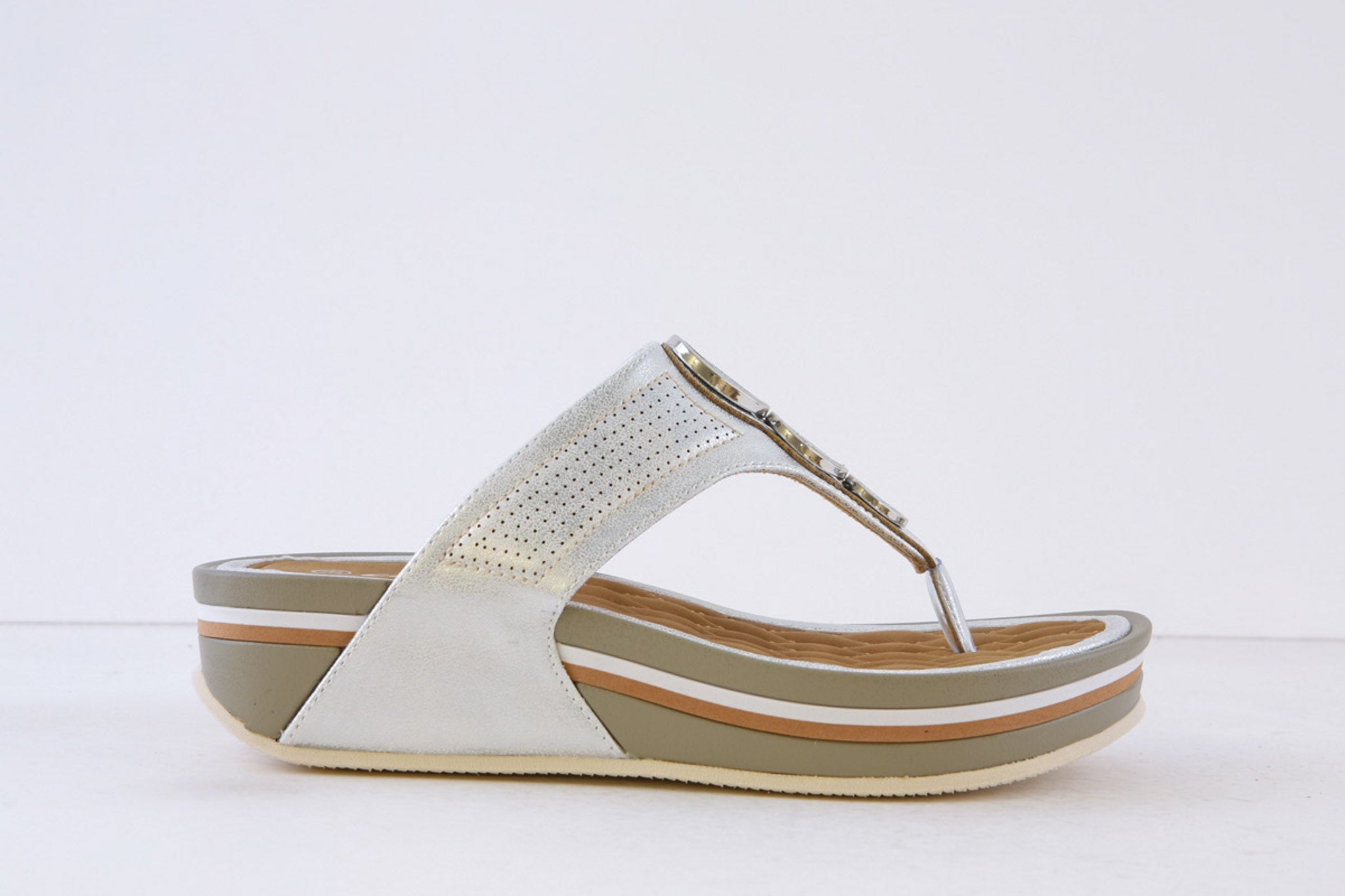 P COMFORT - WW1634 TOE-POST MULE - SILVER – Victor Dwyer Ladies ...