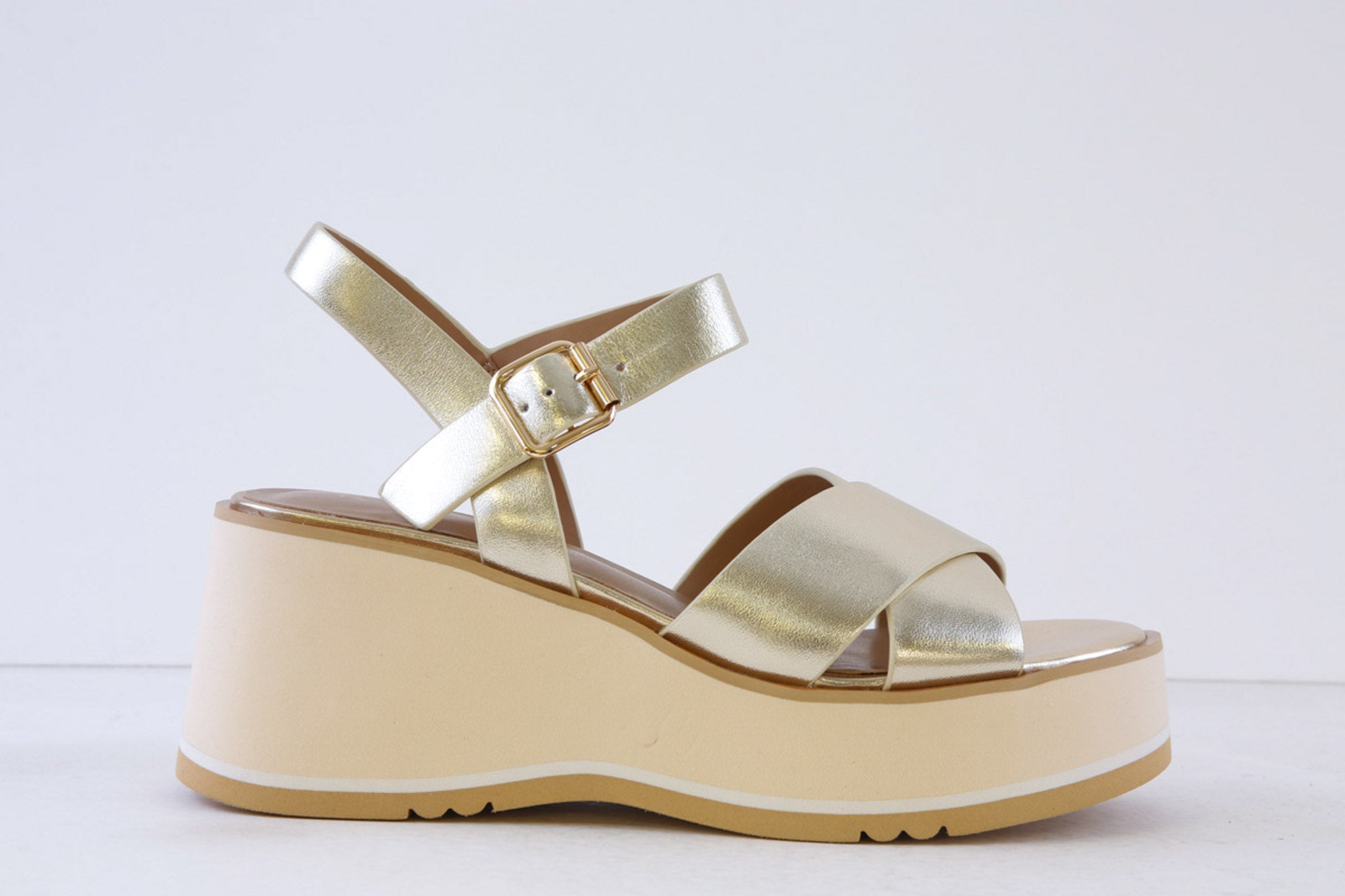 Repo High Wedge Fashion Sandal - Gold (Sizes 35-43) – Victor Dwyer ...