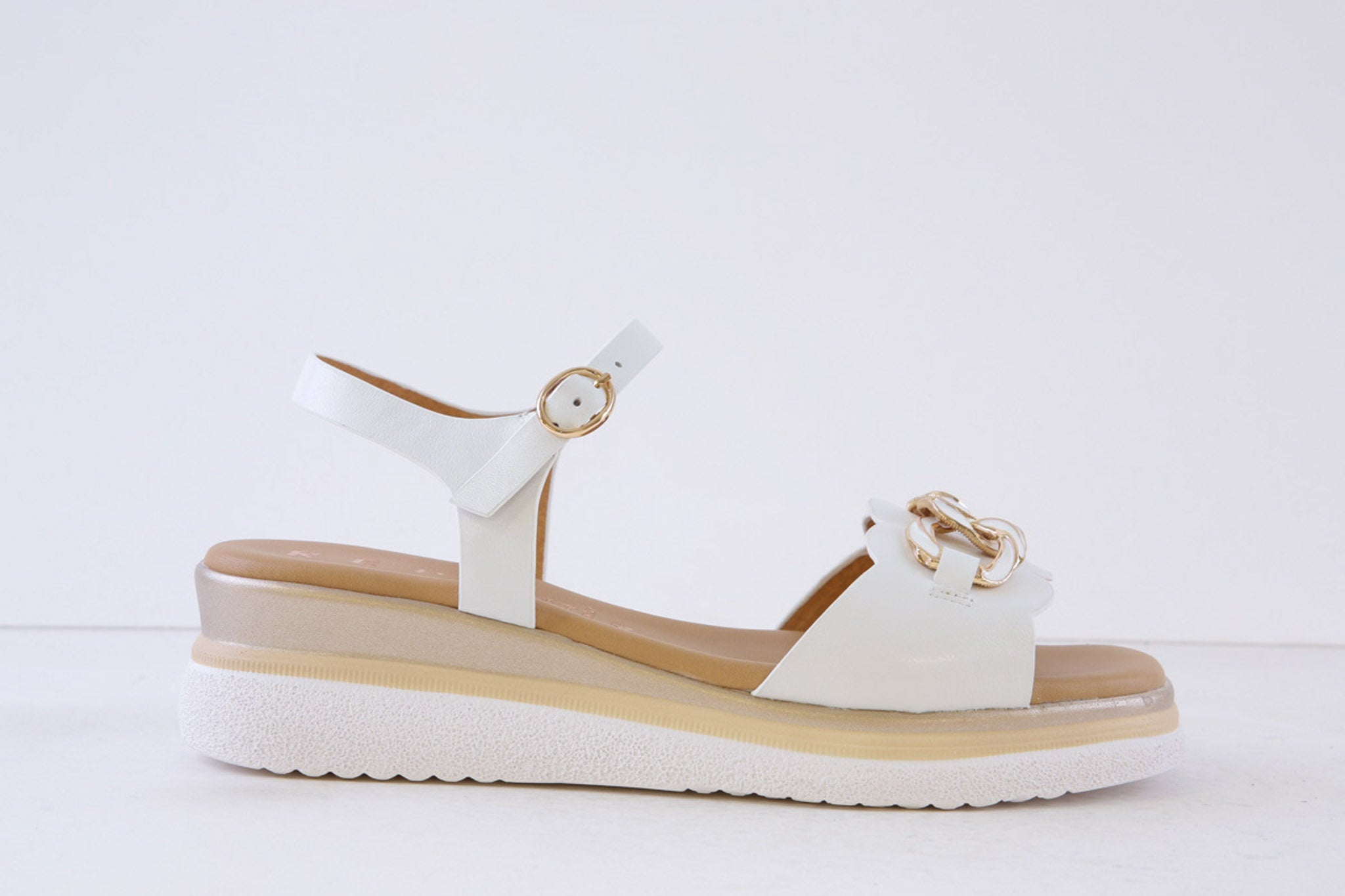 Repo Low Wedge Sandal - White - Comfortable & Stylish Footwear – Victor ...