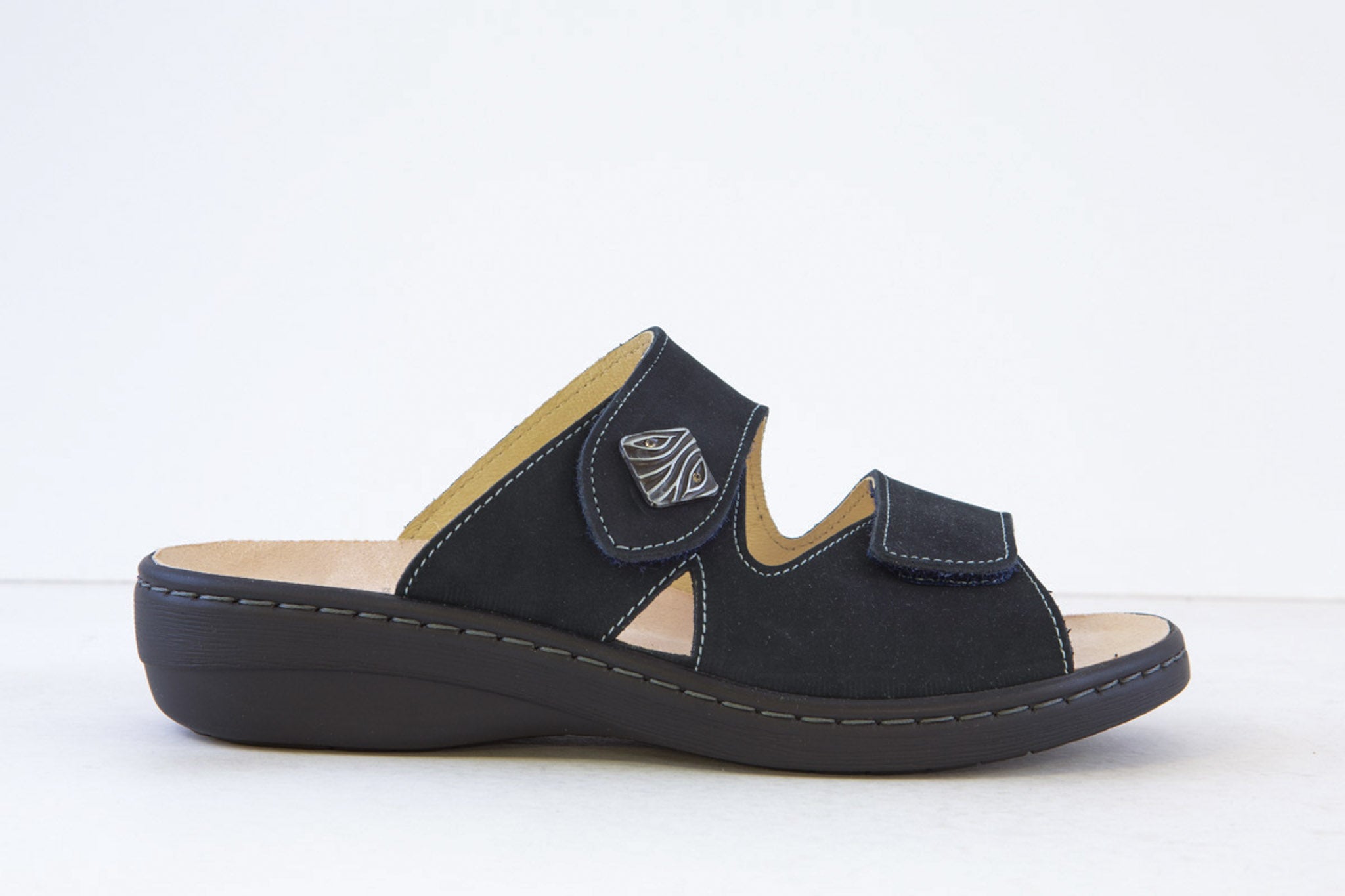 BELVIDA - 48.052 FLAT DOUBLE VELCRO MULE - NAVY – Victor Dwyer Ladies ...