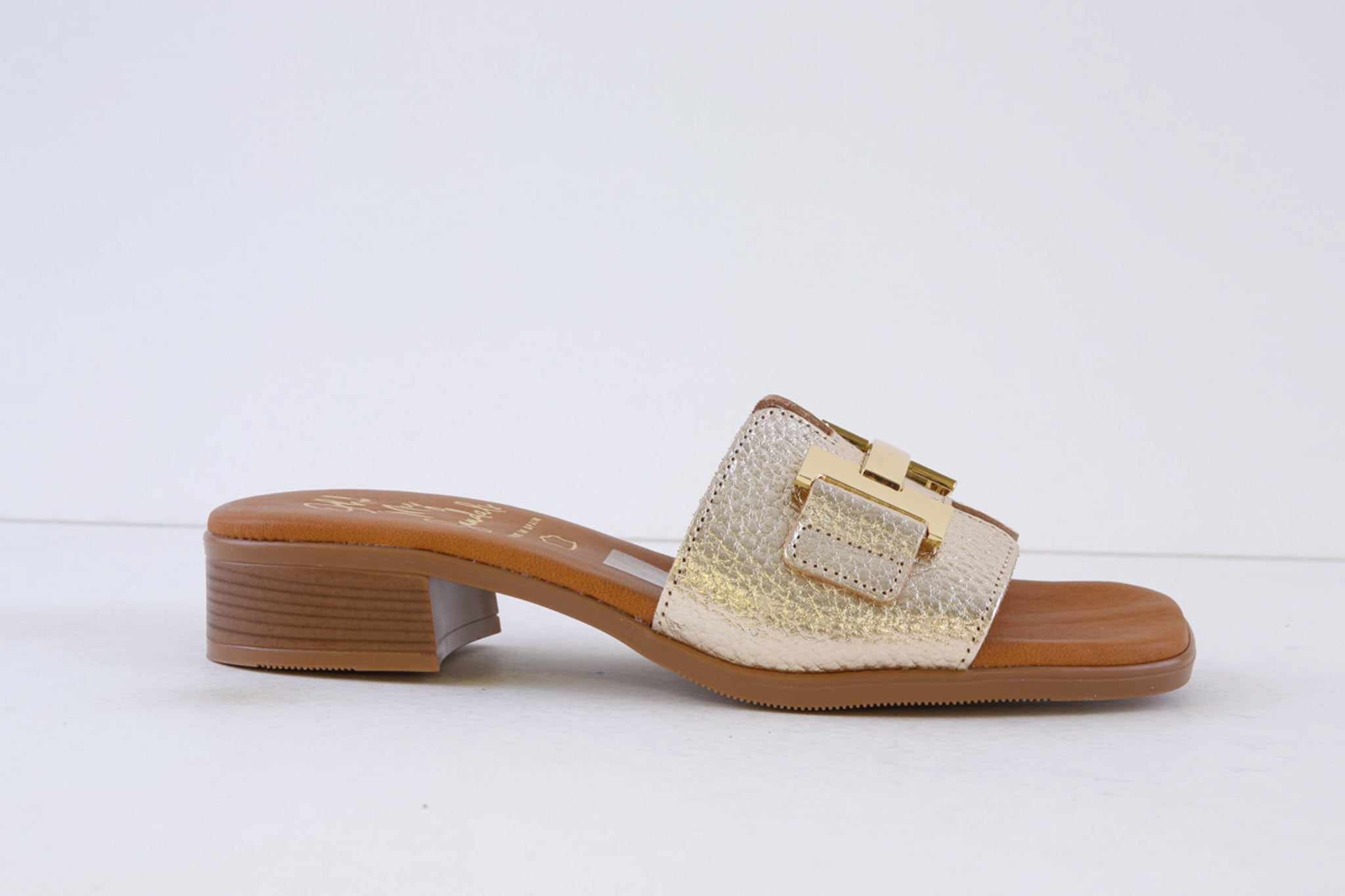 OH MY SANDALS - 5605 LOW HEEL MULE - GOLD – Victor Dwyer Ladies ...