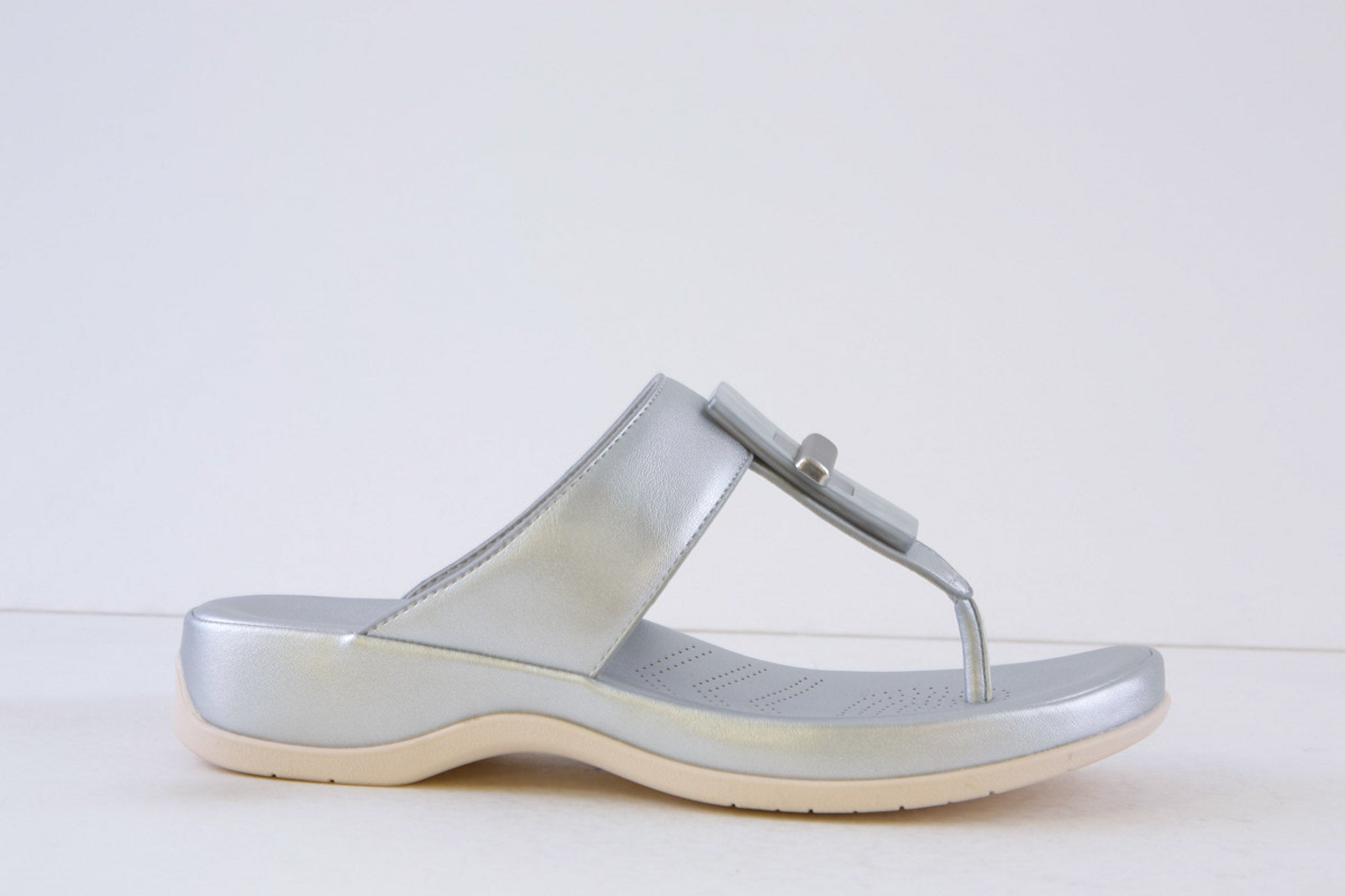 P-Comfort Toe-Post Mule Sandals - Silver - Stylish & Comfy Footwear ...