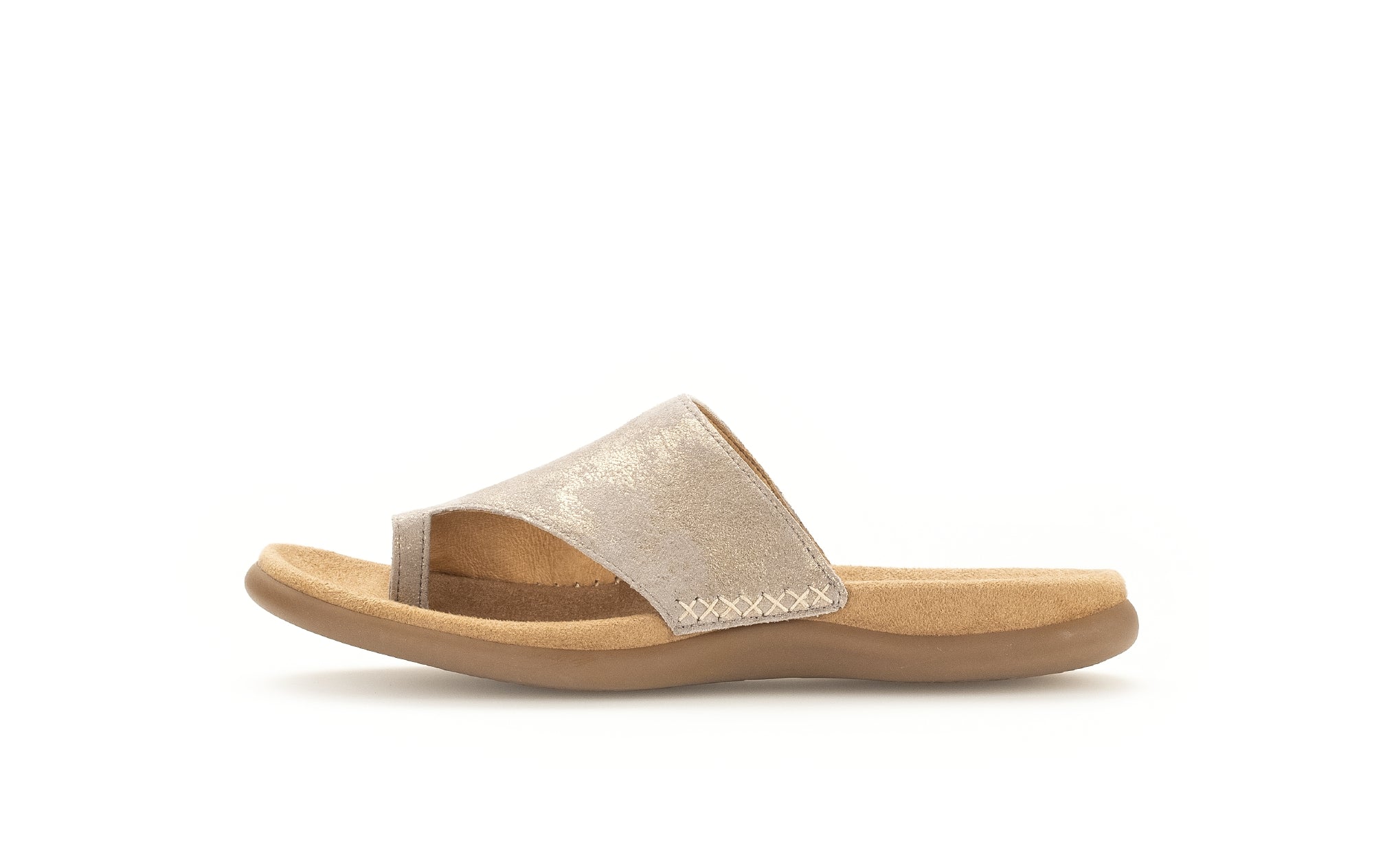 GABOR - 43.700.62 FLAT TOE-POST MULE - GOLD METALLIC – Victor Dwyer ...