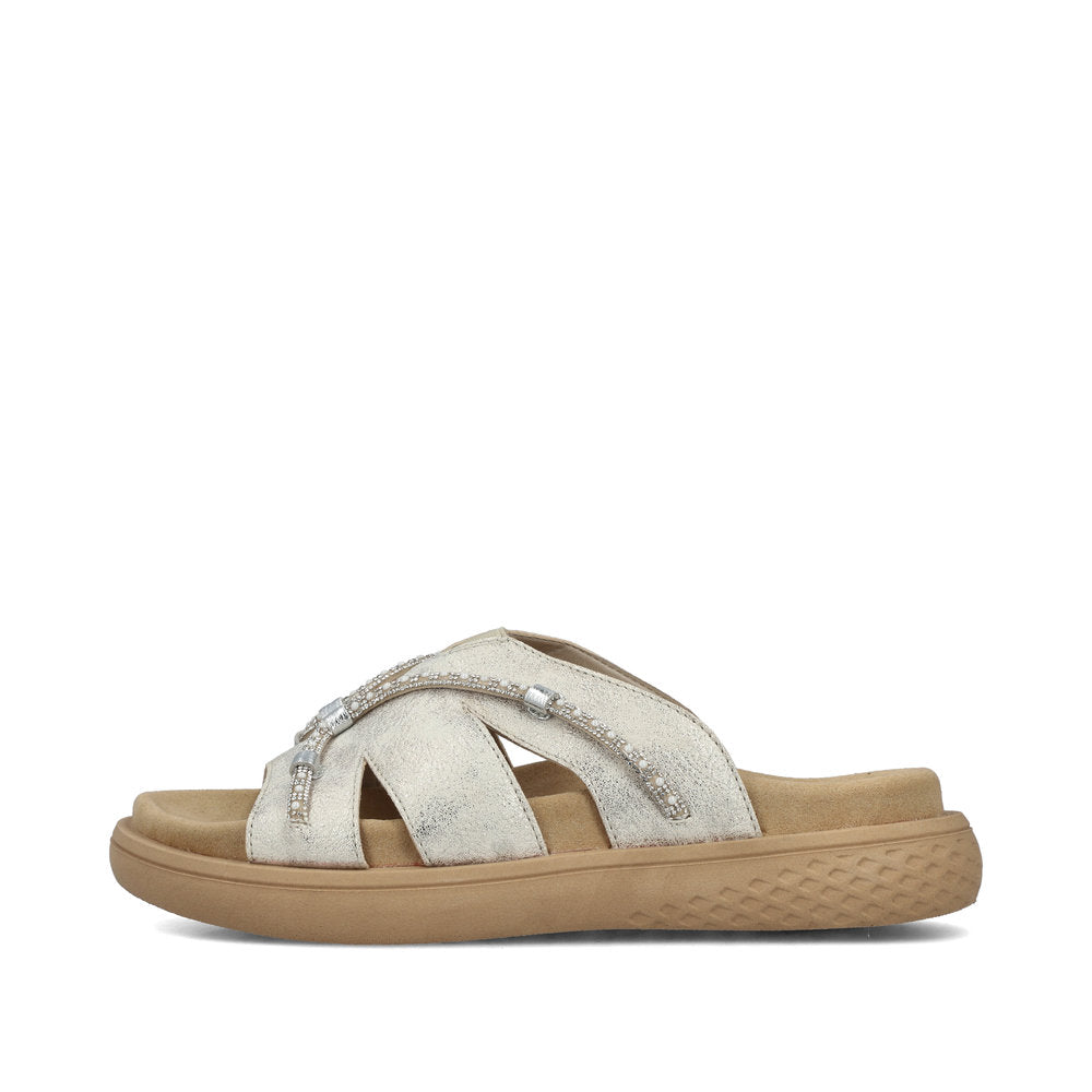 RIEKER - V1588-60 FLAT MULE - LIGHT GOLD – Victor Dwyer Ladies ...