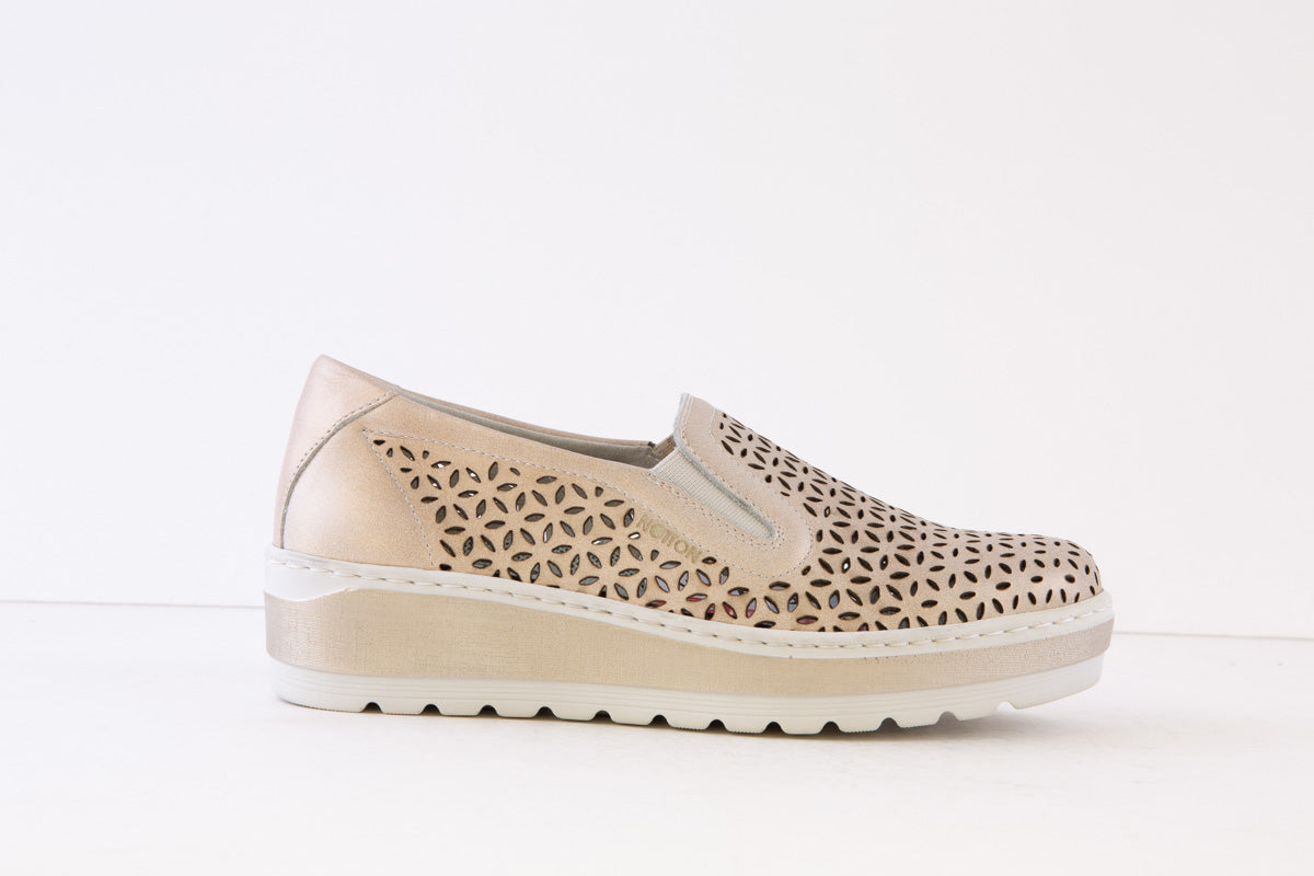 NOTTON - 2823 A MEDIUM WEDGE SLIP-ON SHOE - GOLD – Victor Dwyer Ladies ...