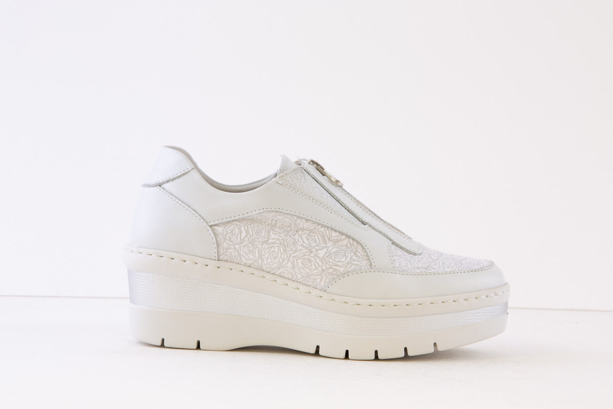 NOTTON - 1857 MEDIUM WEDGE ZIP UP FASHION SHOE - WHITE – Victor Dwyer ...