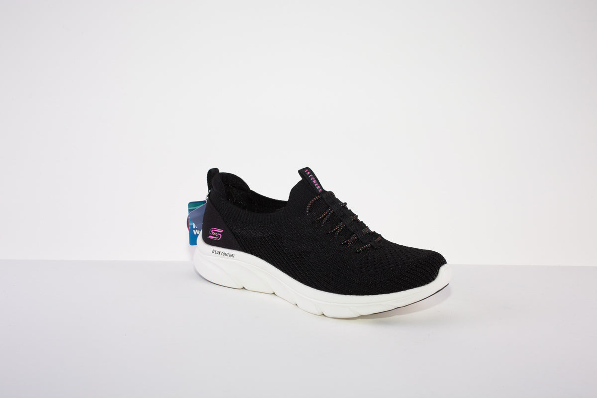 Skechers D'LUX Comfort Moc Lace Slip-On Trainer - Black/White – Victor ...