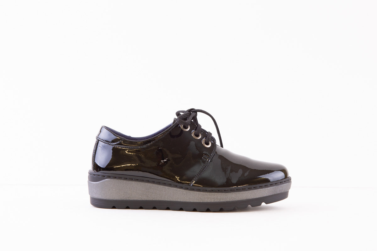 NOTTON - 0251 MEDIUM WEDGE LACE SHOE - BLACK PATENT – Victor Dwyer ...
