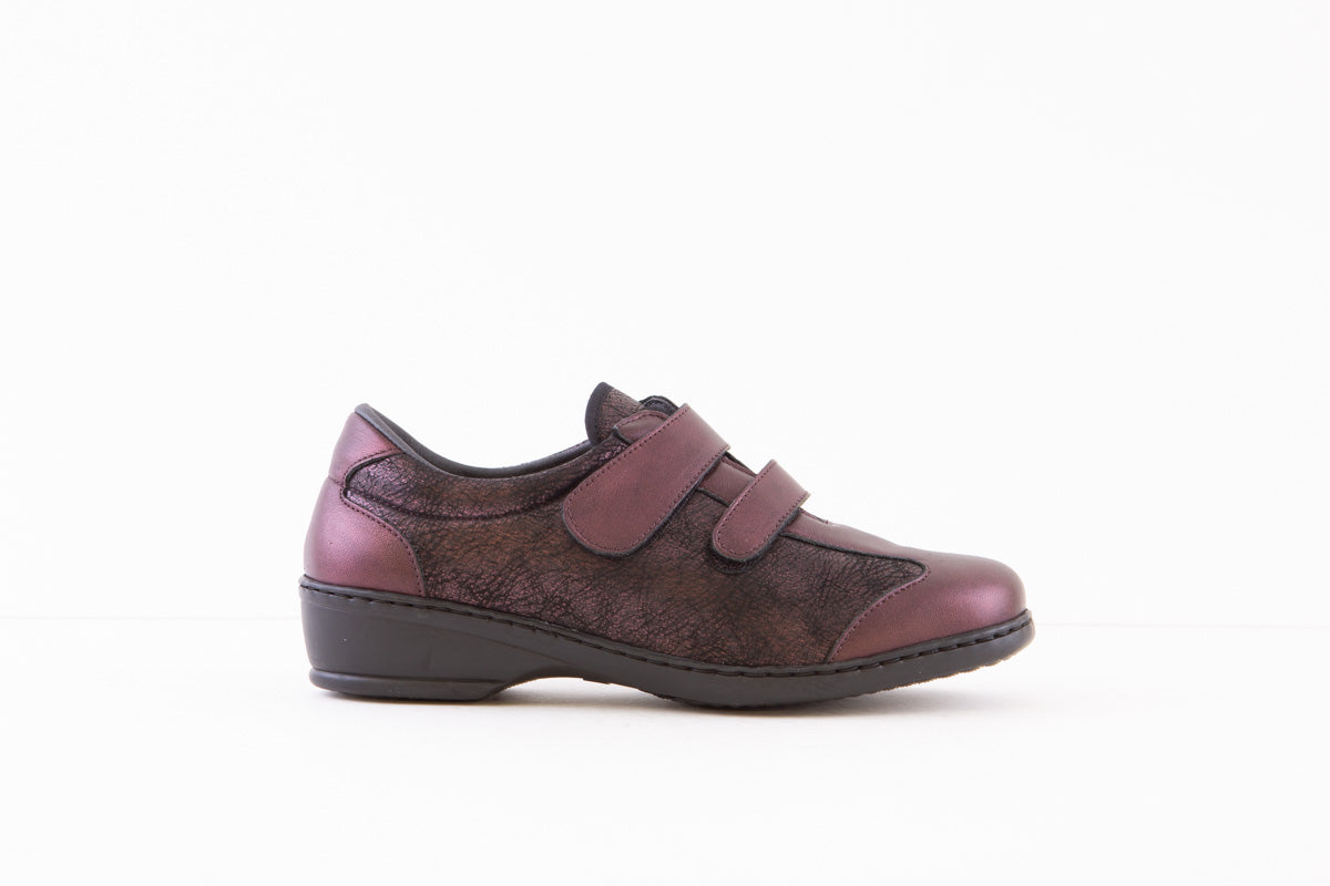 Notton Women's Velcro Comfort Shoe - 1261 Wine - Lightweight Low Wedge ...