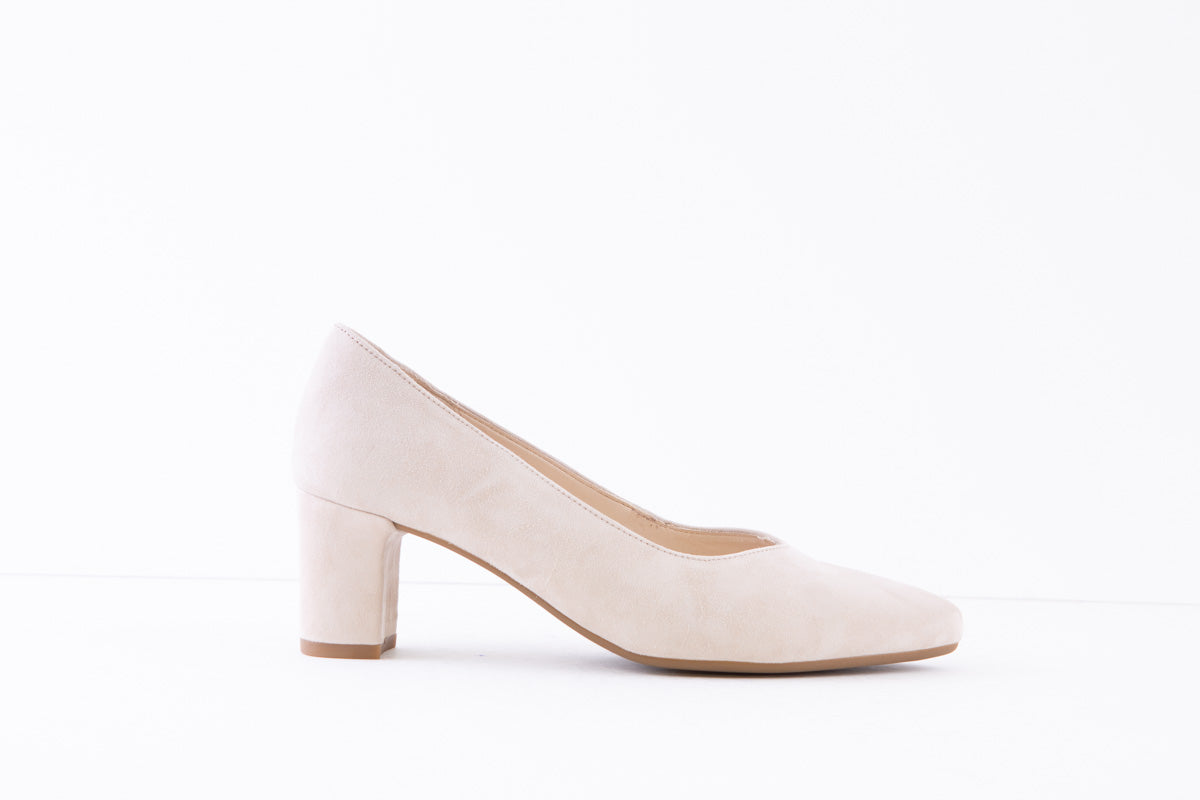 Gabor Medium Block Heel Court Shoe - Beige Suede - Style 22.152.33 ...