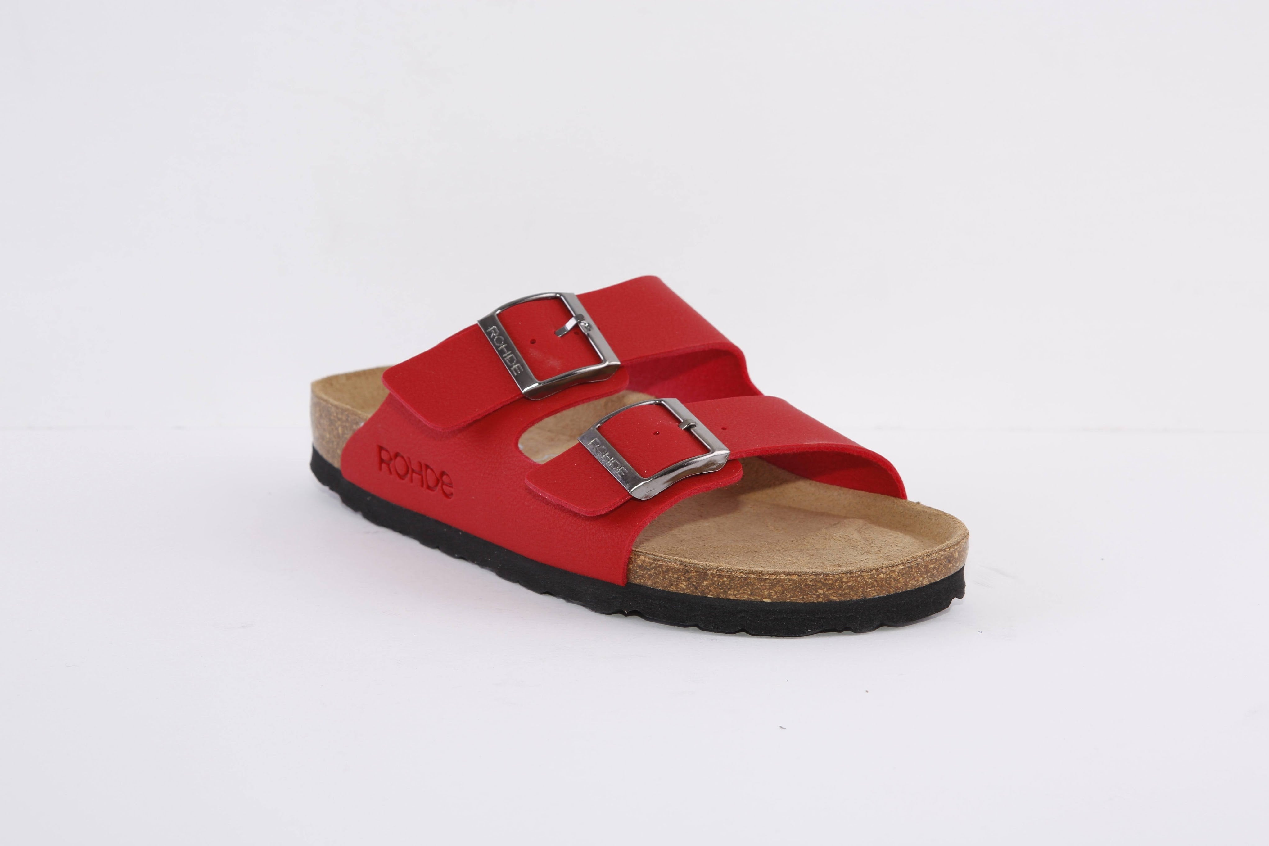 Rohde Ladies Red Flat 2 Buckle Comfort Mule - Wide Fit – Victor Dwyer ...